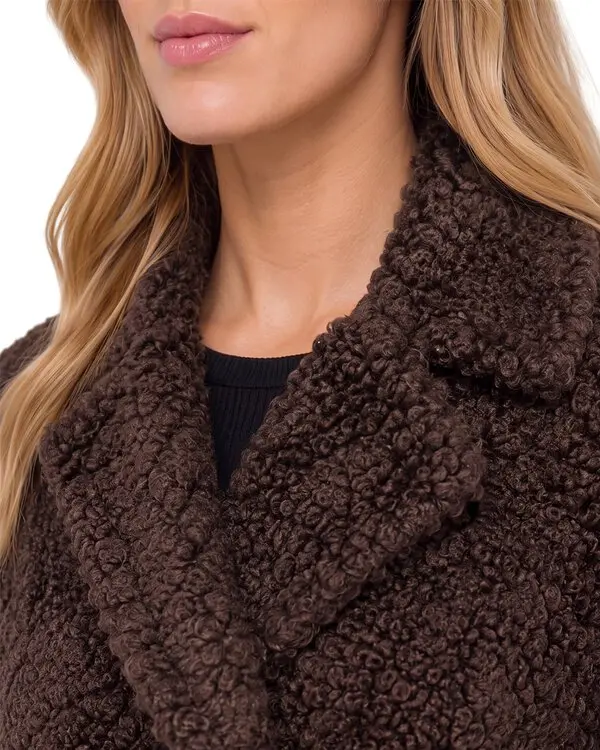 LIVERPOOL Notch Lapel Double Breasted Teddy Coat