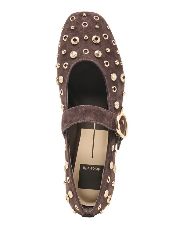 Dolce Vita Dv Mella Suede Studded Mary Jane Flats