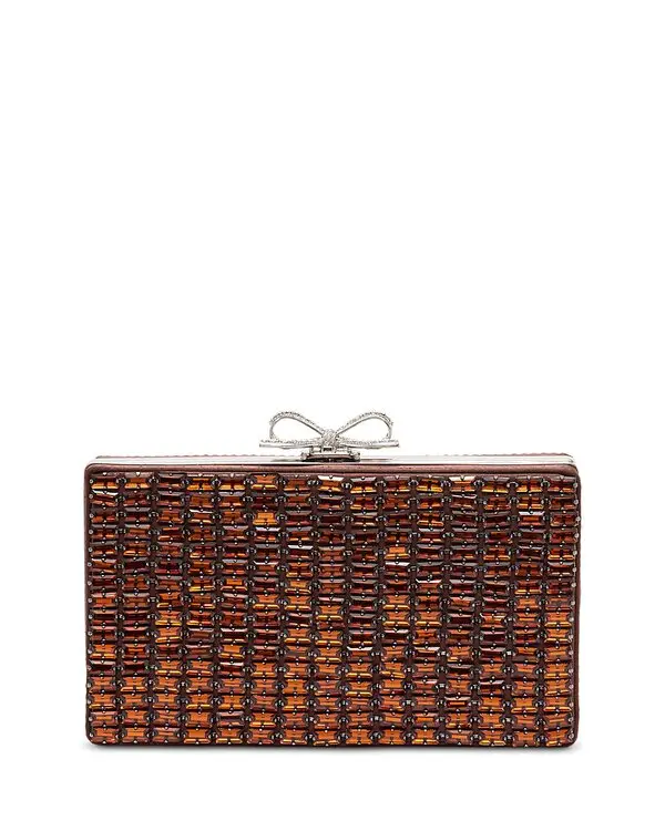 SELF-PORTRAIT Mini Crystal Chainmail Clutch - Brown