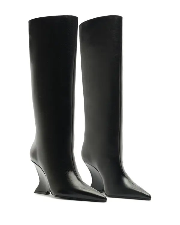 Schutz Siena Leather Sculpted Heel Knee High Boots