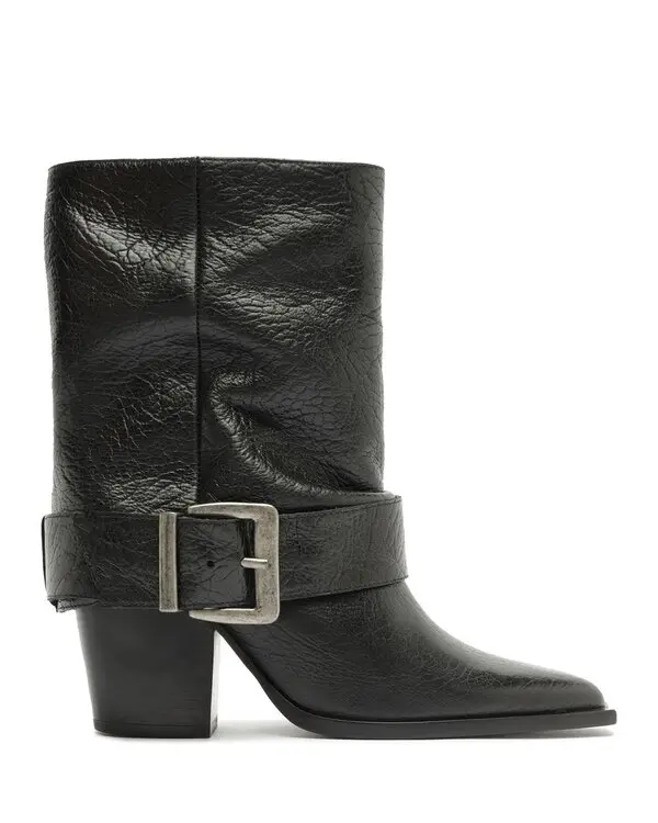 Schutz Parker Leather Moto Boots - Black