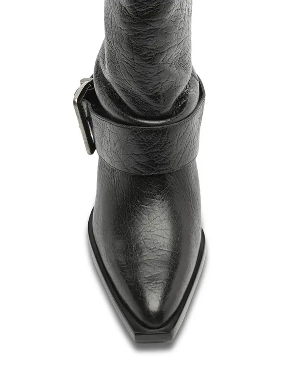 Schutz Parker Leather Moto Boots - Black
