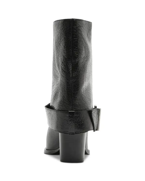 Schutz Parker Leather Moto Boots - Black