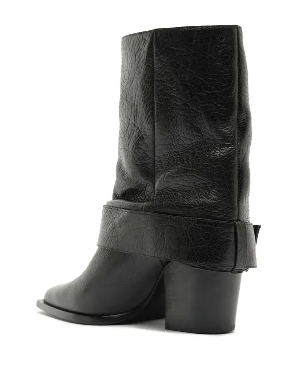 Schutz Parker Leather Moto Boots - Black