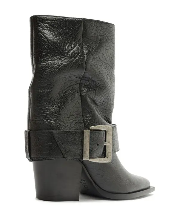 Schutz Parker Leather Moto Boots - Black