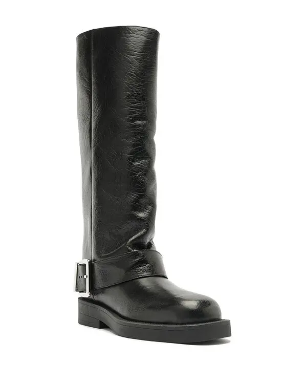 Schutz Patrice Up Leather Moto Knee High Boots