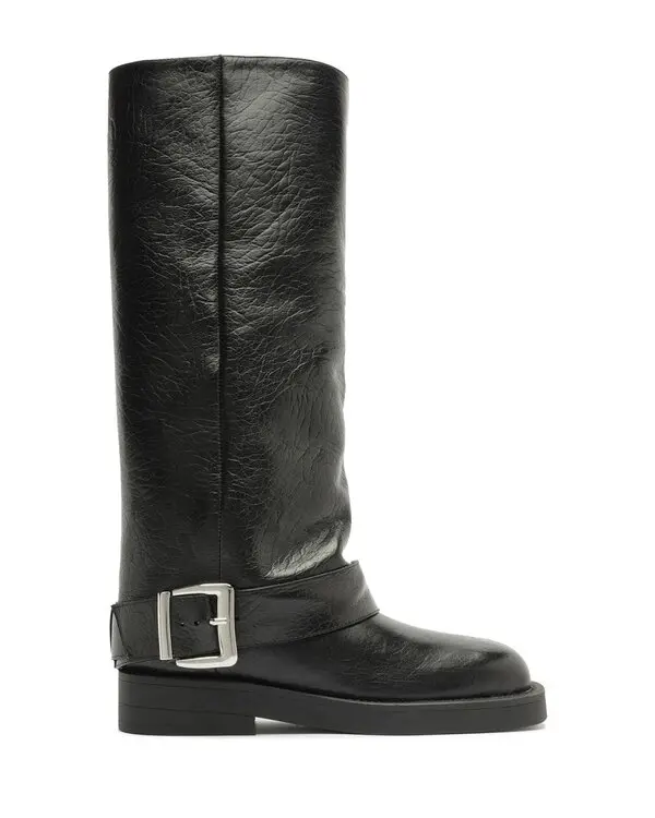 Schutz Patrice Up Leather Moto Knee High Boots