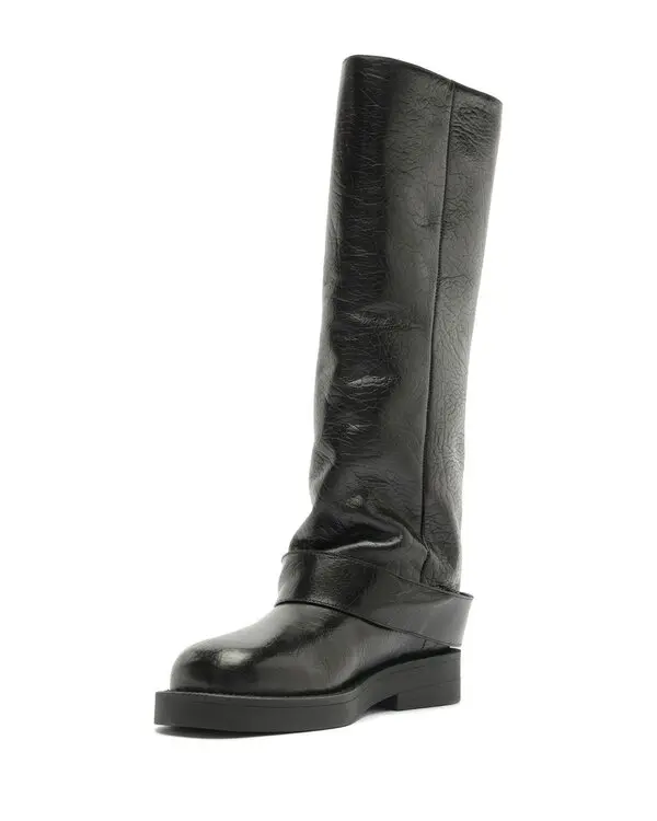 Schutz Patrice Up Leather Moto Knee High Boots
