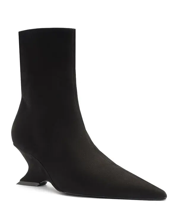 Schutz Siena Leather Wedge Heel Booties - Black