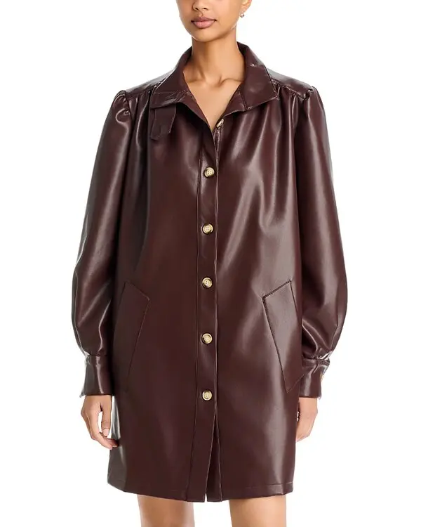 AREA STARS Wren Faux Leather Button Front Dress