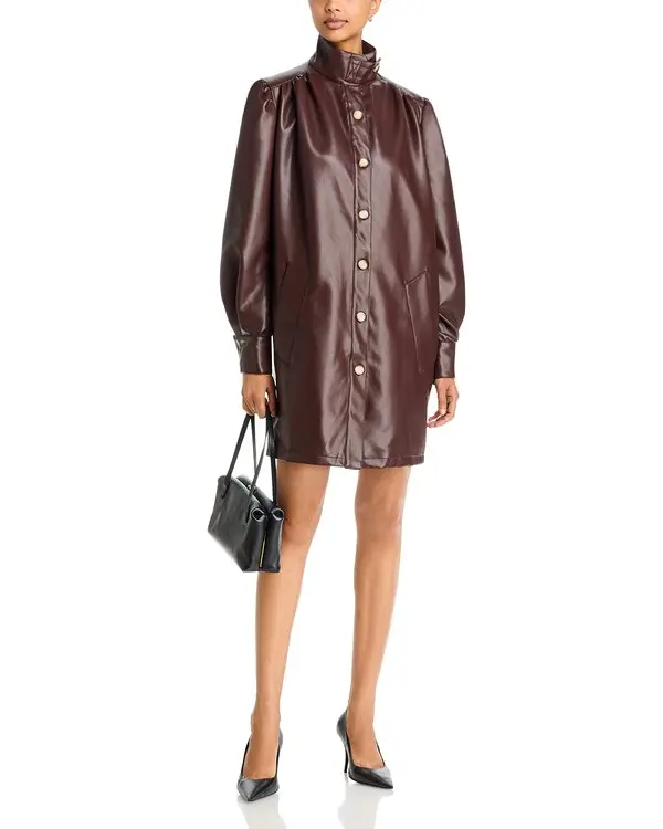 AREA STARS Wren Faux Leather Button Front Dress