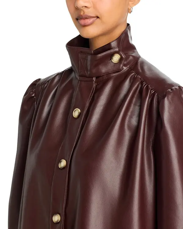 AREA STARS Wren Faux Leather Button Front Dress