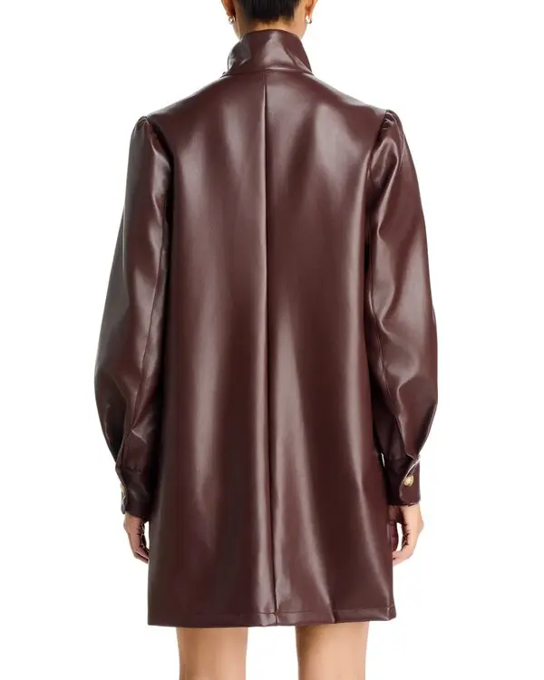 AREA STARS Wren Faux Leather Button Front Dress
