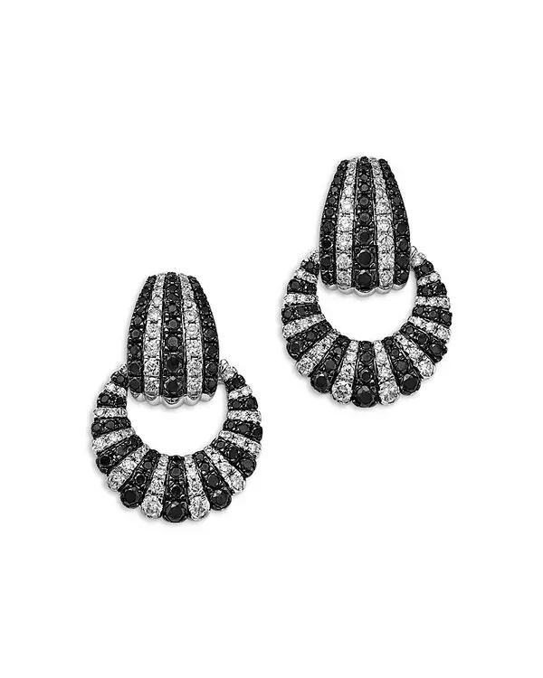 Bloomingdale'S Black & White Diamond Doorknocker Earrings In 14k White Gold - Black/white