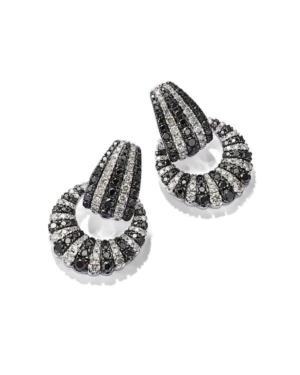 Bloomingdale'S Black & White Diamond Doorknocker Earrings In 14k White Gold - Black/white