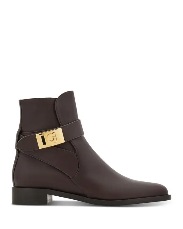 FERRAGAMO Salvatore Hug Buckle Leather Ankle Boots