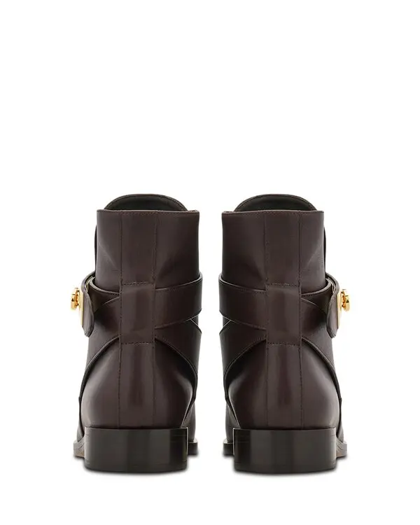FERRAGAMO Salvatore Hug Buckle Leather Ankle Boots