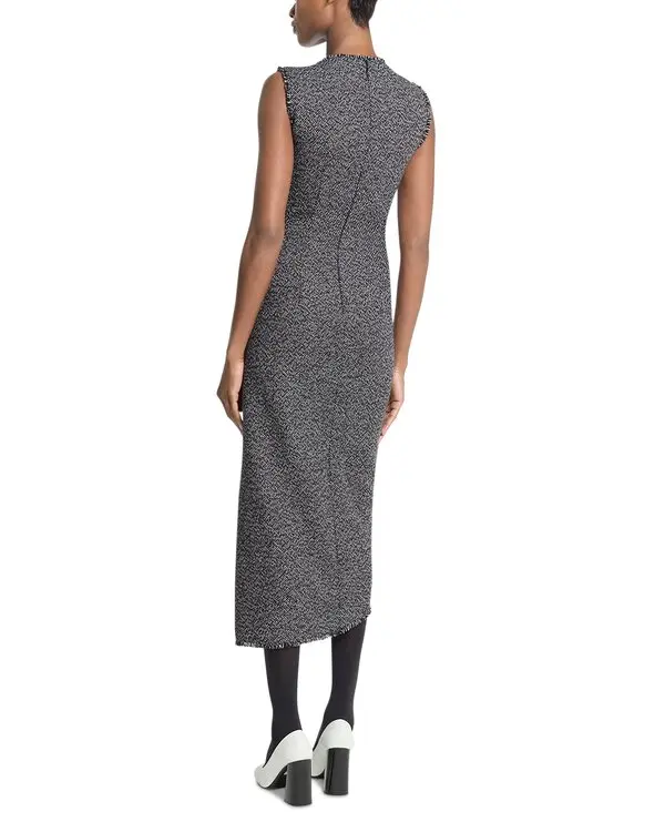 Michael Kors Tweed Frayed Ruched Sheath Dress
