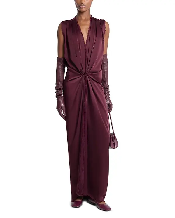 Michael Kors Satcharm Draped Column Gown - Wine