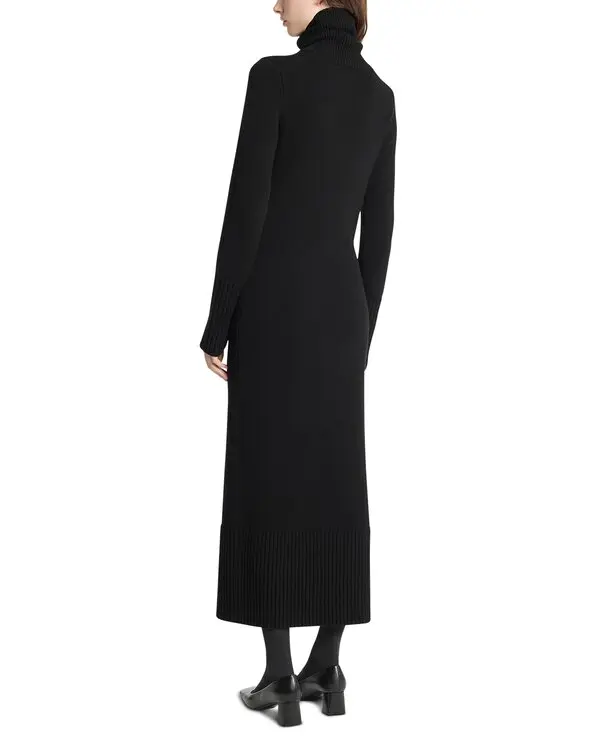 Michael Kors Merino Wool Turtleneck Long Sleeve Dress - Black