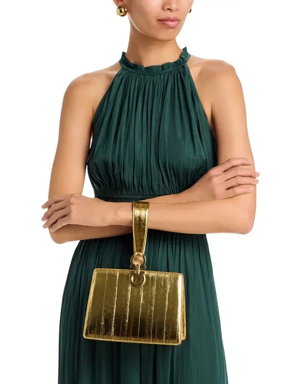 FERRAGAMO Small Metallic Leather Clutch