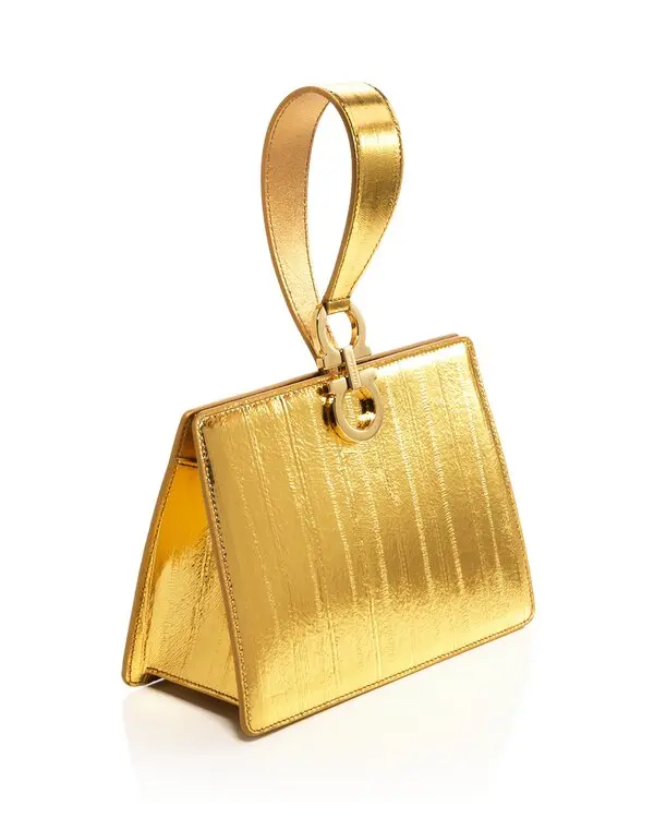 FERRAGAMO Small Metallic Leather Clutch