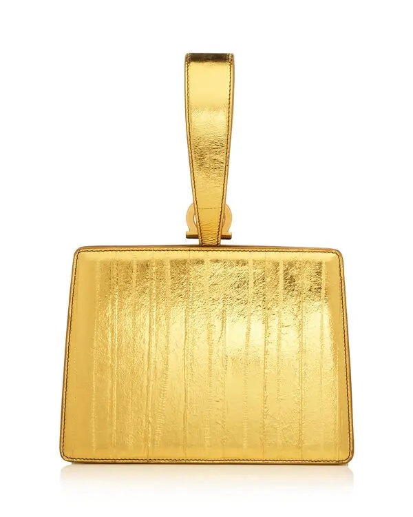 FERRAGAMO Small Metallic Leather Clutch