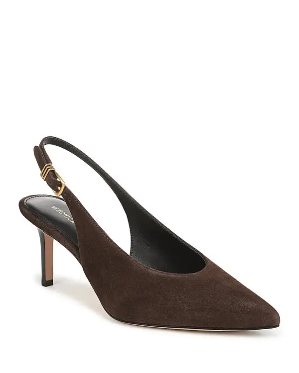 Veronica Beard Luciana Suede Slingback Pumps - Espresso