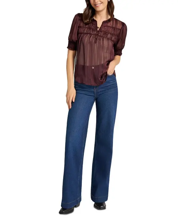 MATTY M Indie Smocked Metallic Top