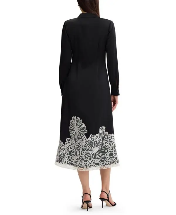 Misook Fit & Flare Lace Crepe De Chine Maxi Dress