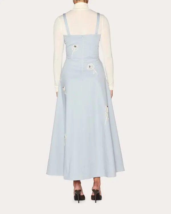 LIA COHEN Reflection Embroidered Floral A-line Dress
