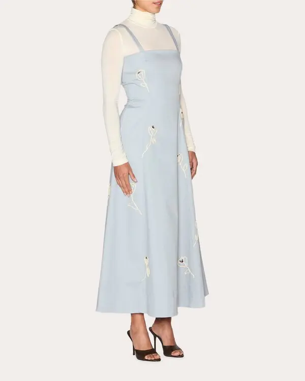 LIA COHEN Reflection Embroidered Floral A-line Dress
