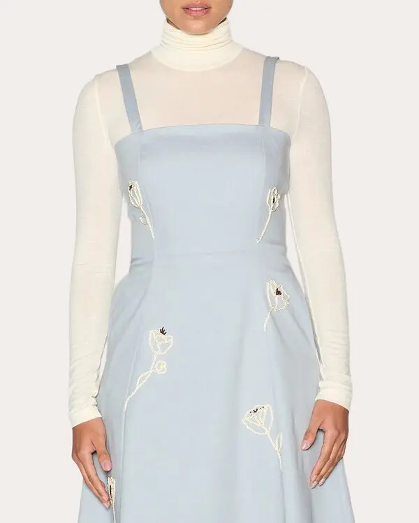 LIA COHEN Reflection Embroidered Floral A-line Dress