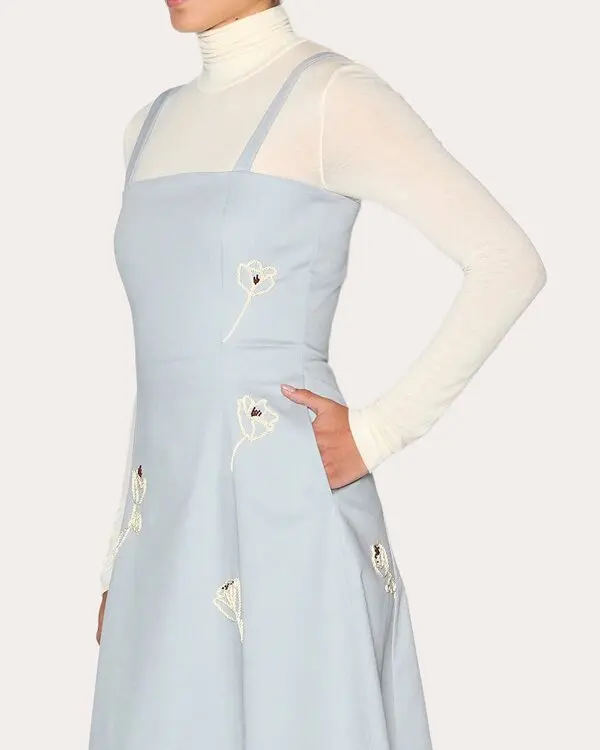 LIA COHEN Reflection Embroidered Floral A-line Dress