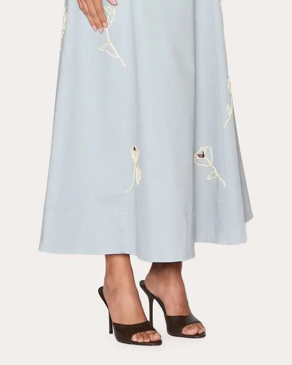 LIA COHEN Reflection Embroidered Floral A-line Dress