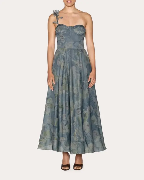 LIA COHEN Acceptance Floral Silk Organza Bustier Gown