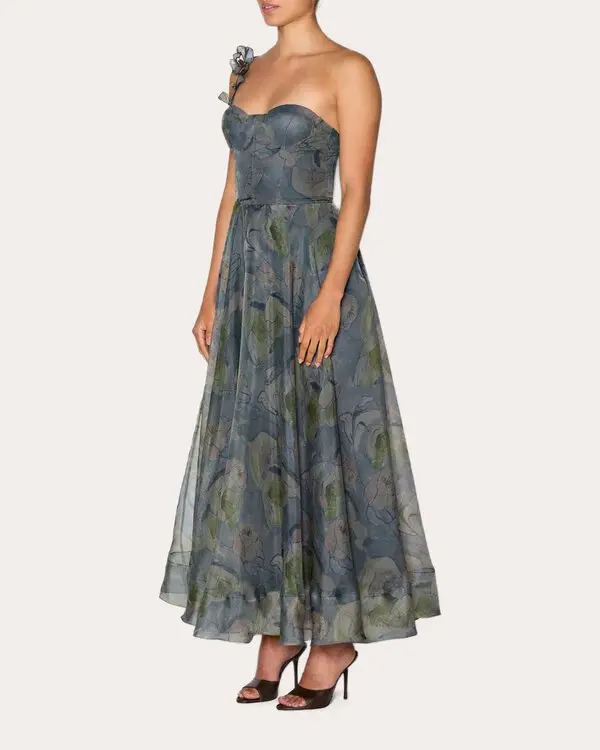 LIA COHEN Acceptance Floral Silk Organza Bustier Gown