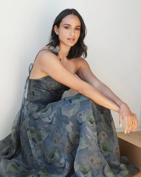 LIA COHEN Acceptance Floral Silk Organza Bustier Gown