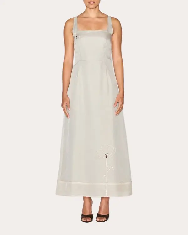 LIA COHEN Embroidered Silk Organza A-line Dress