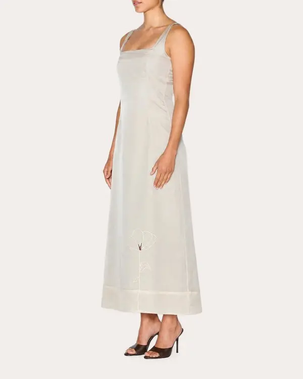 LIA COHEN Embroidered Silk Organza A-line Dress