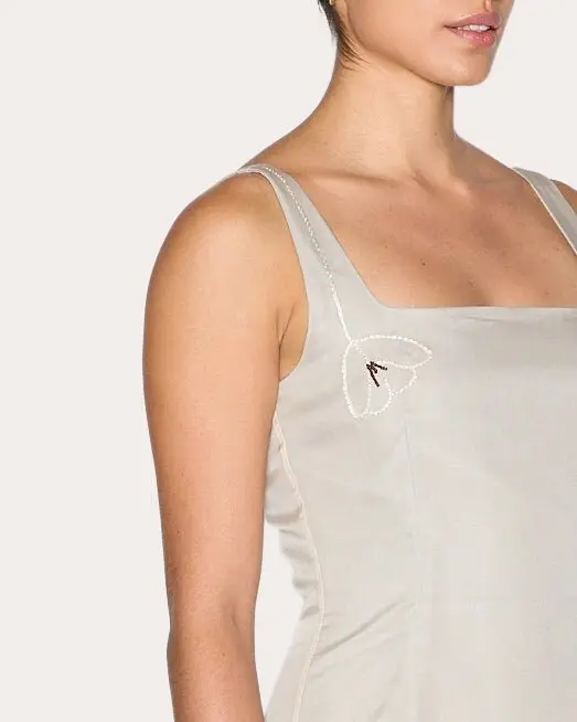 LIA COHEN Embroidered Silk Organza A-line Dress