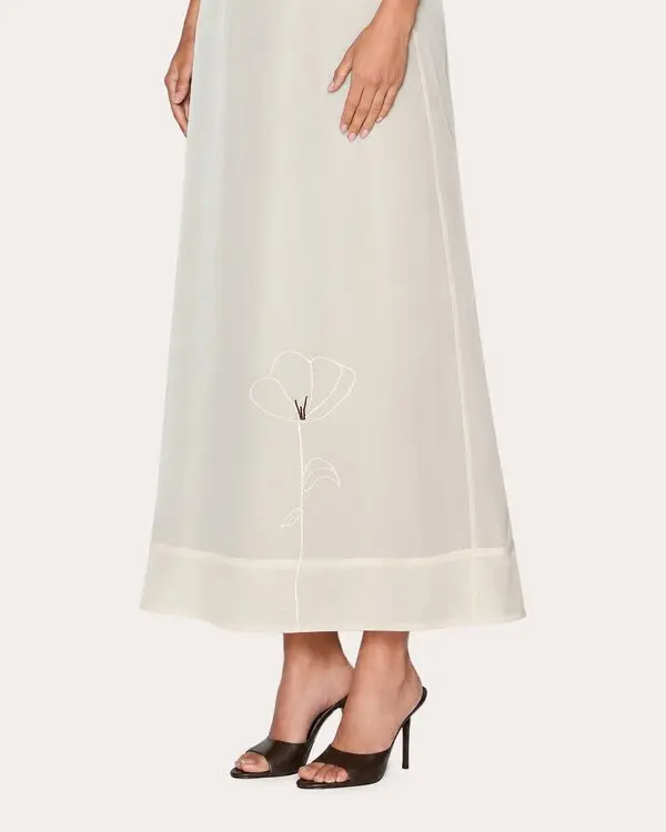 LIA COHEN Embroidered Silk Organza A-line Dress