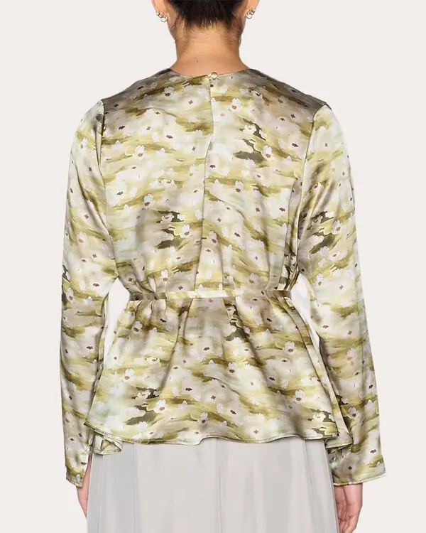 LIA COHEN Wholesome Floral Silk Long-sleeve Top