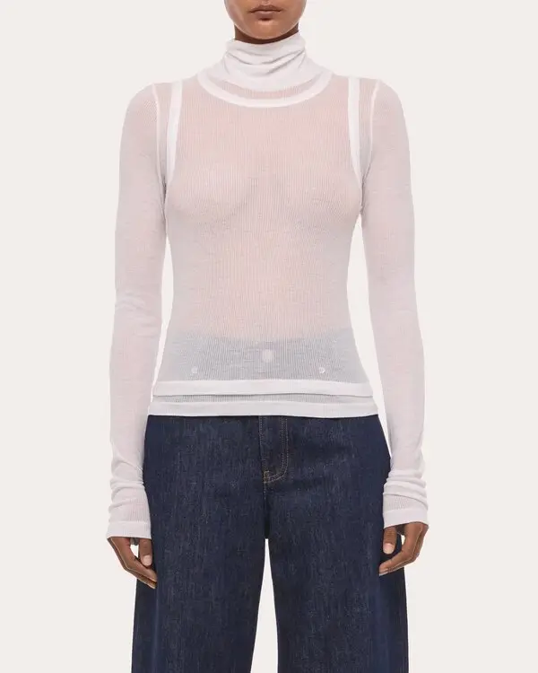 Helmut Lang Sheer Layered Turtleneck Top