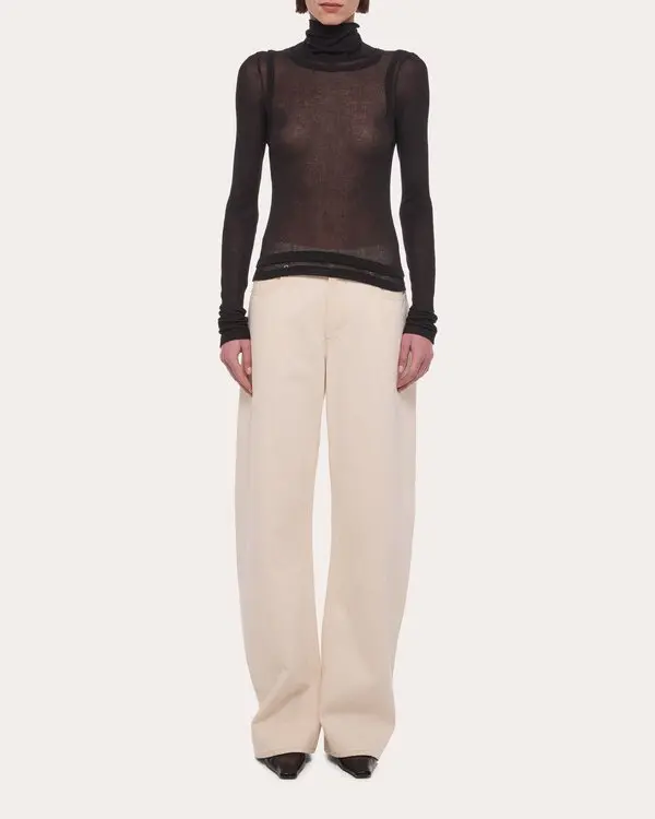 Helmut Lang Sheer Layered Turtleneck Top