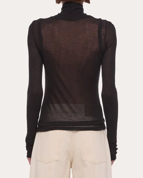 Helmut Lang Sheer Layered Turtleneck Top