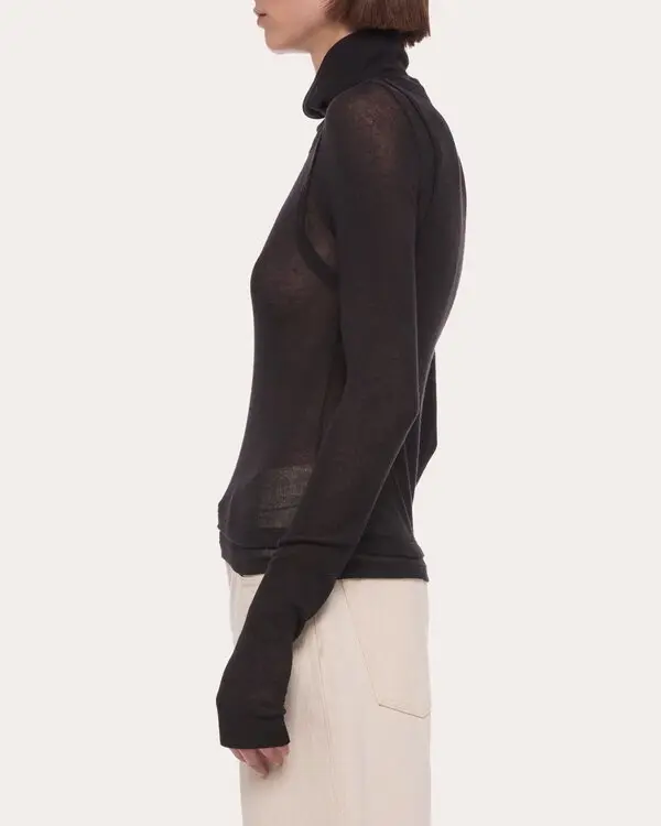 Helmut Lang Sheer Layered Turtleneck Top