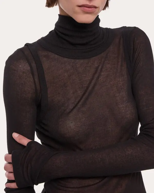 Helmut Lang Sheer Layered Turtleneck Top