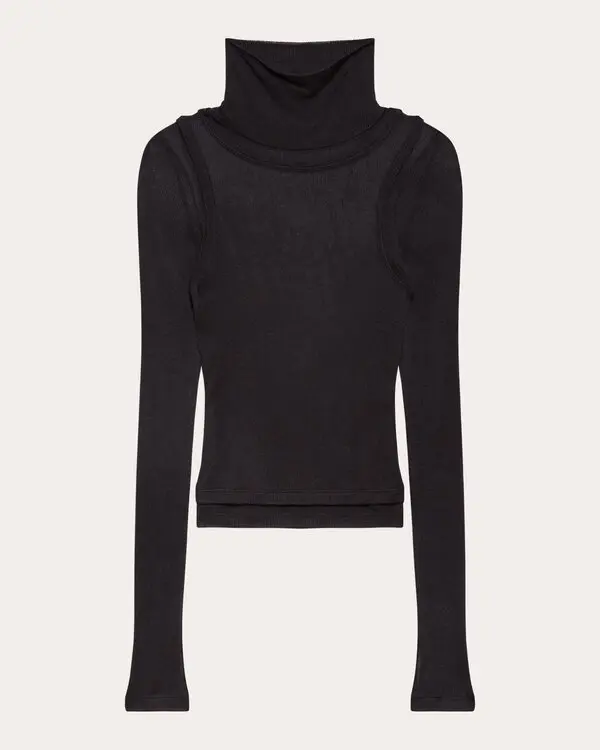 Helmut Lang Sheer Layered Turtleneck Top
