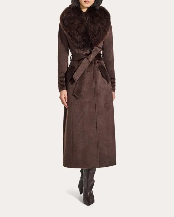 Sentaler Suri Alpaca Fur Collar Maxi Coat